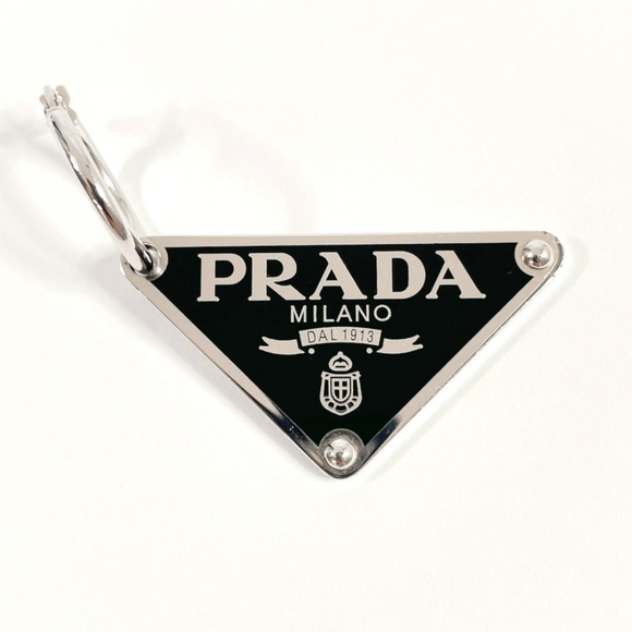 Prada | Jewelry | Prada Triangle Logo Earrings Silver 925 Unisex | Poshmark